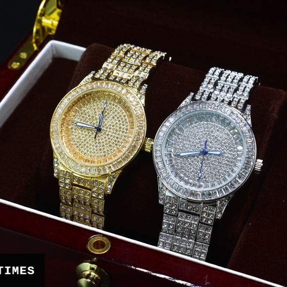 Accessories | Fully Iced 18k Gold And W Gold Pt Iced Out Watch | Poshmark